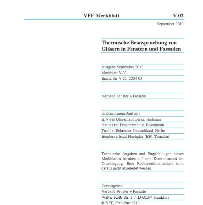 VFF-Merkblatt zur thermischen Beanspruchung von Glas - Glas Fenster Fassade