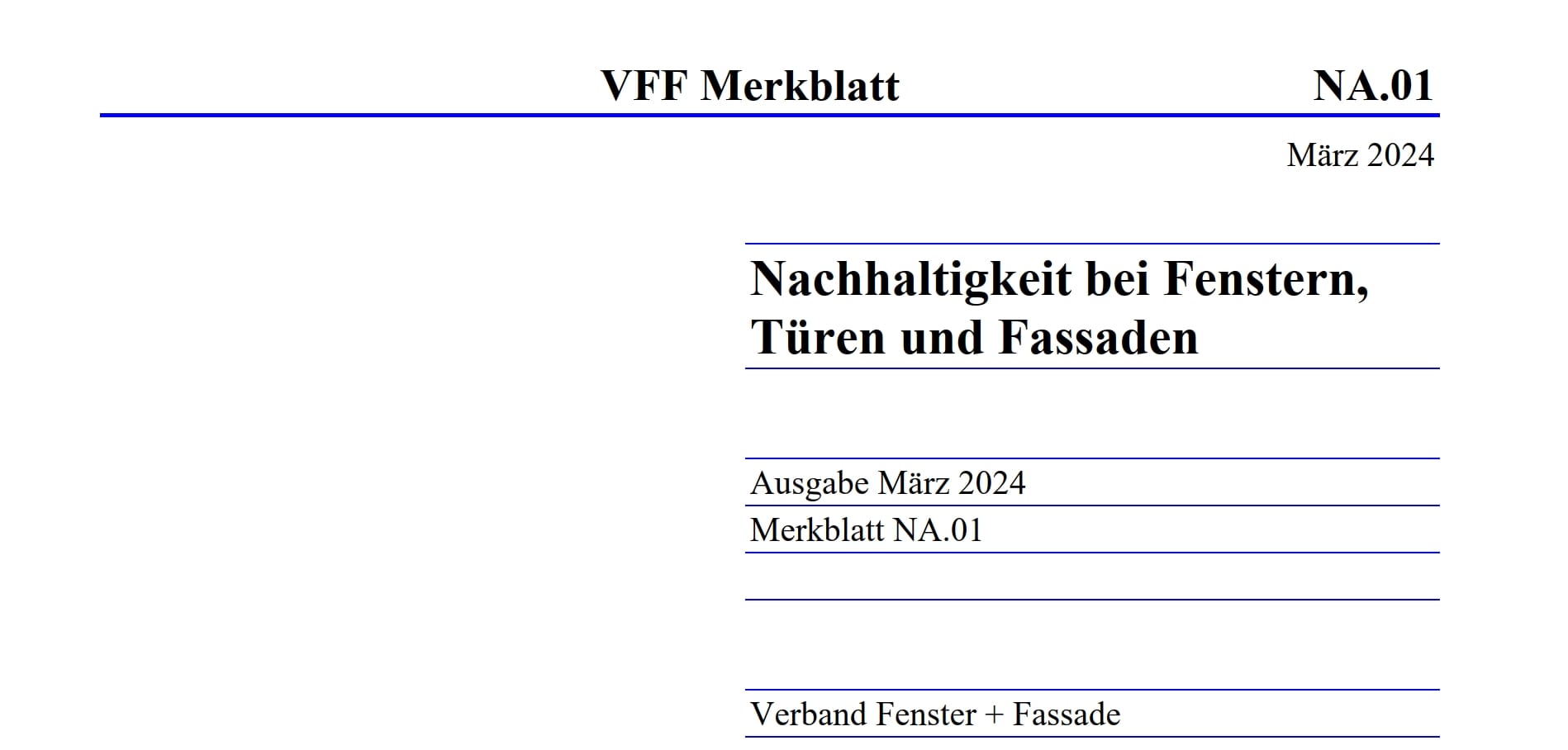 Drei neue VFF-Merkblätter veröffentlicht - Glas Fenster Fassade
